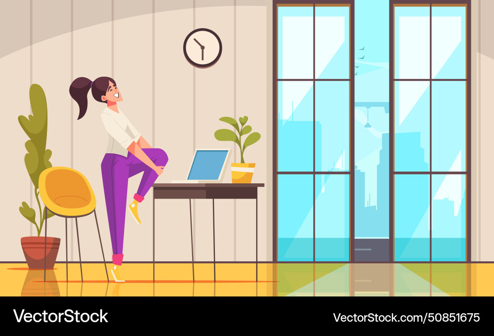 Workplace stretches poster Royalty Free Vector Image