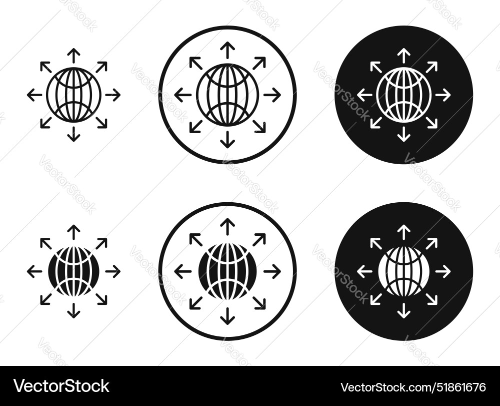 External world icon set in black and white Vector Image