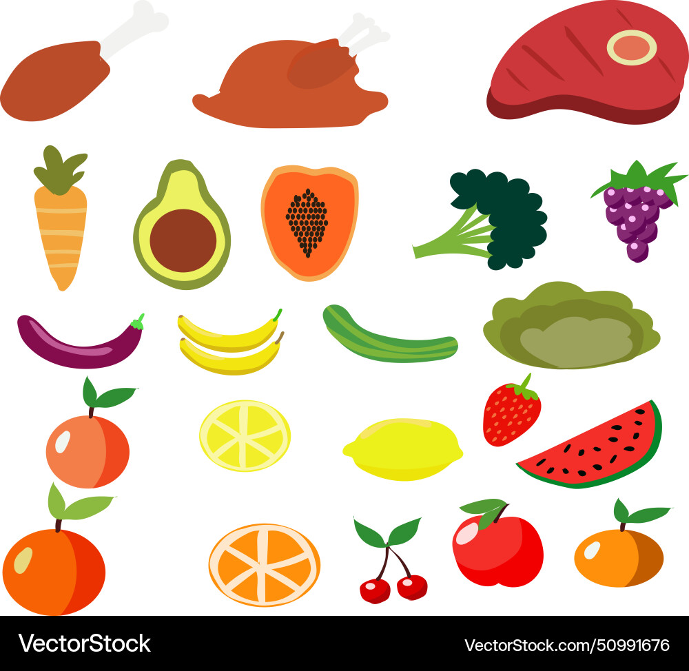 Fruit vegetables meat Royalty Free Vector Image