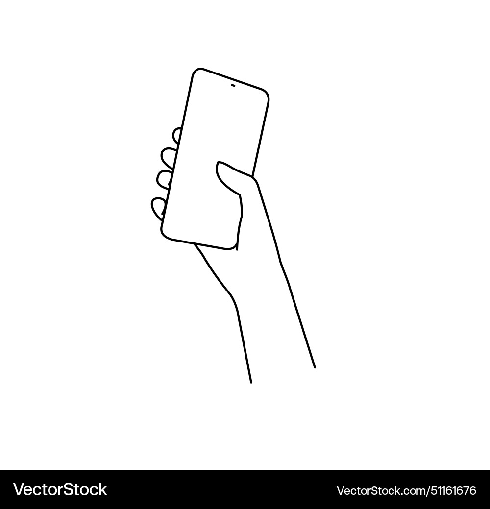 Hands with phone sign black thin line Royalty Free Vector