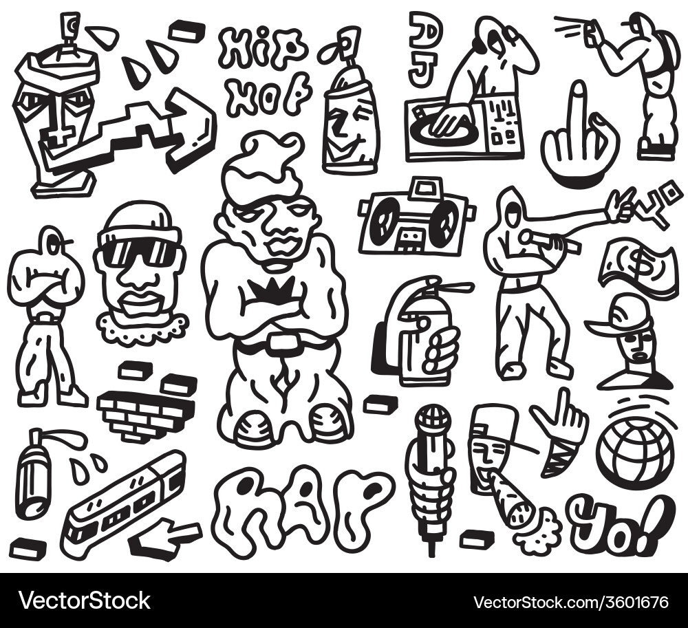 Rap hip hop - doodles set Royalty Free Vector Image