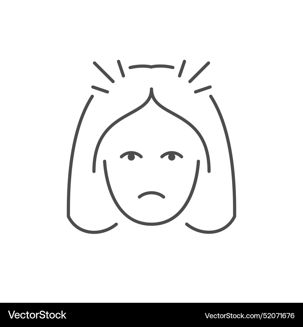 Woman with headache line icon Royalty Free Vector Image