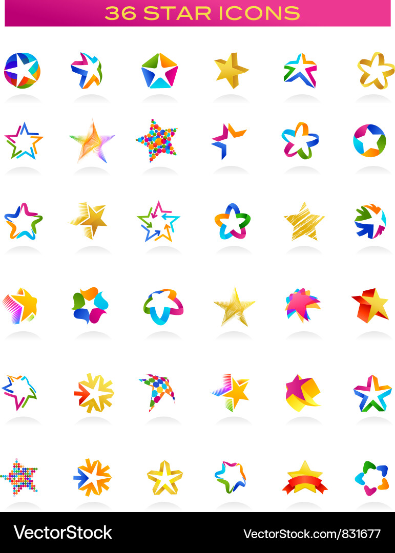 Collection of star icons Royalty Free Vector Image