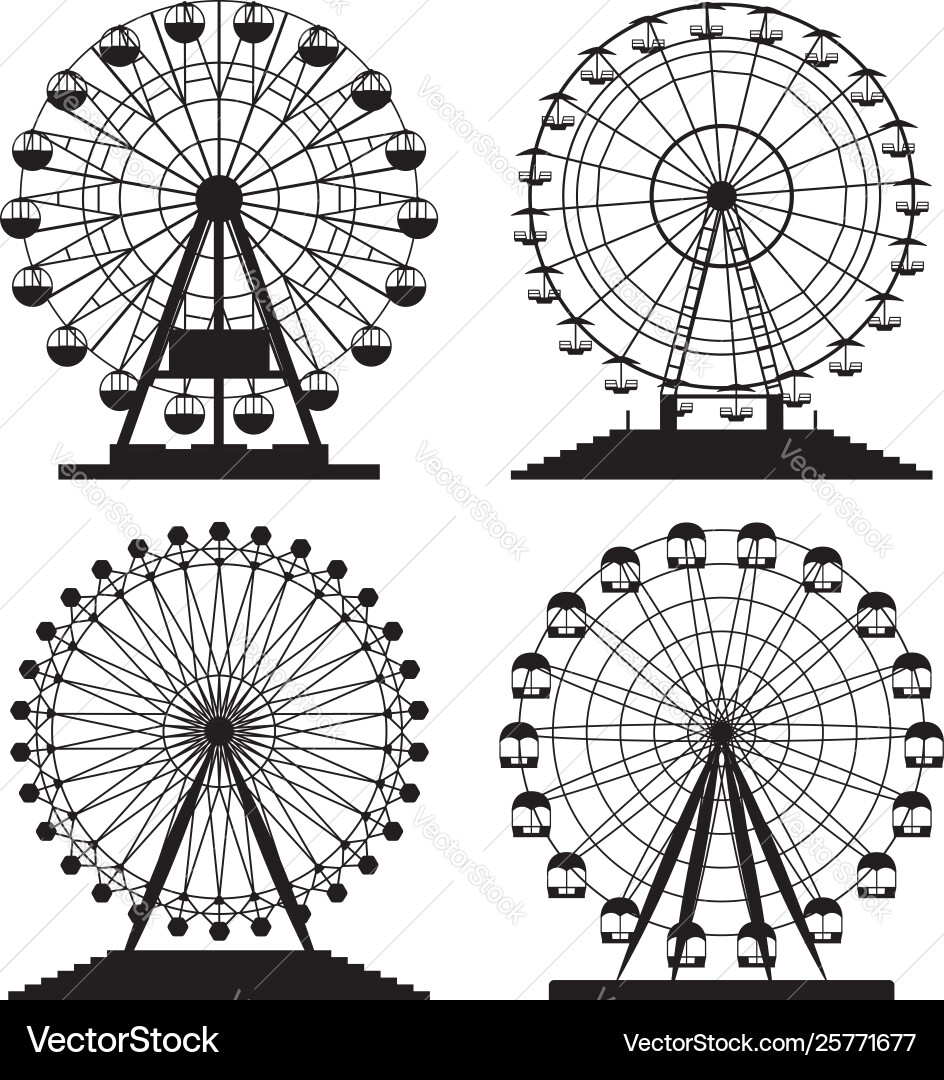 Collection park ferris wheels Royalty Free Vector Image