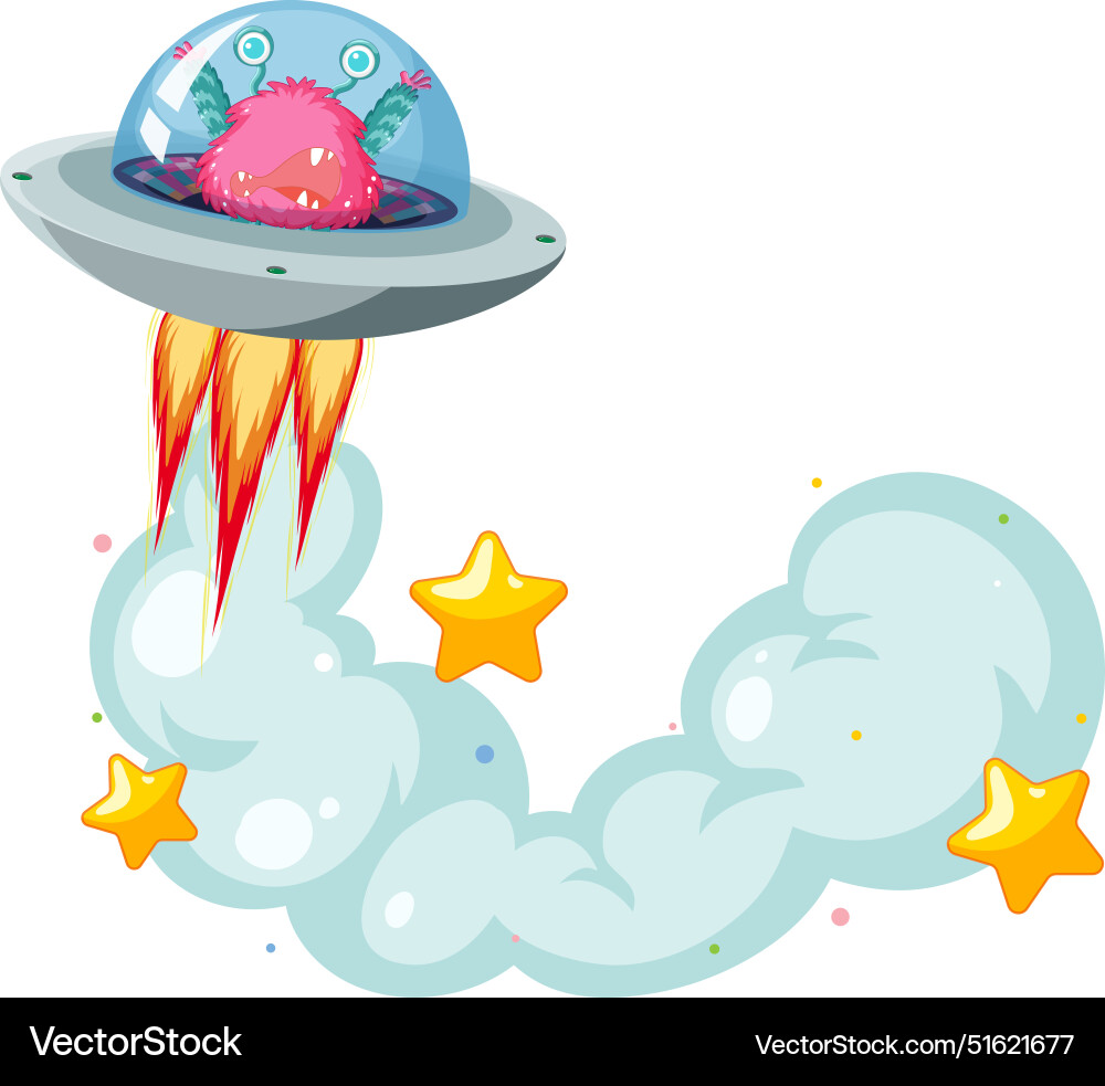 Cute alien flying in a spaceship Royalty Free Vector Image