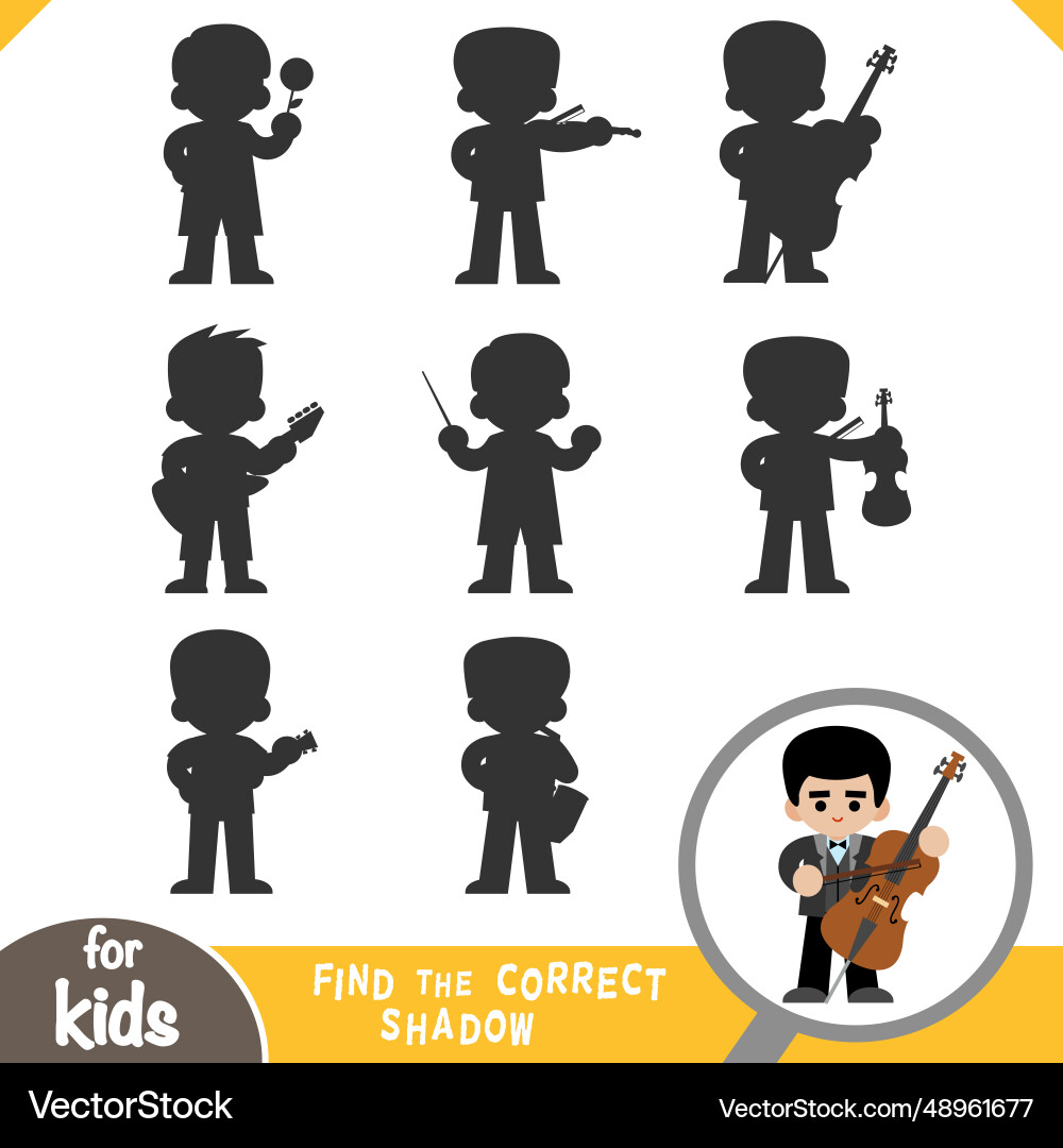 Find the correct shadow game for children Vector Image