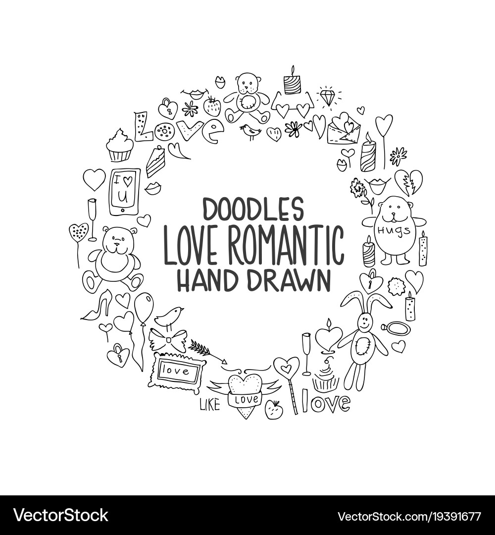Hand drawn love doodle icons Royalty Free Vector Image