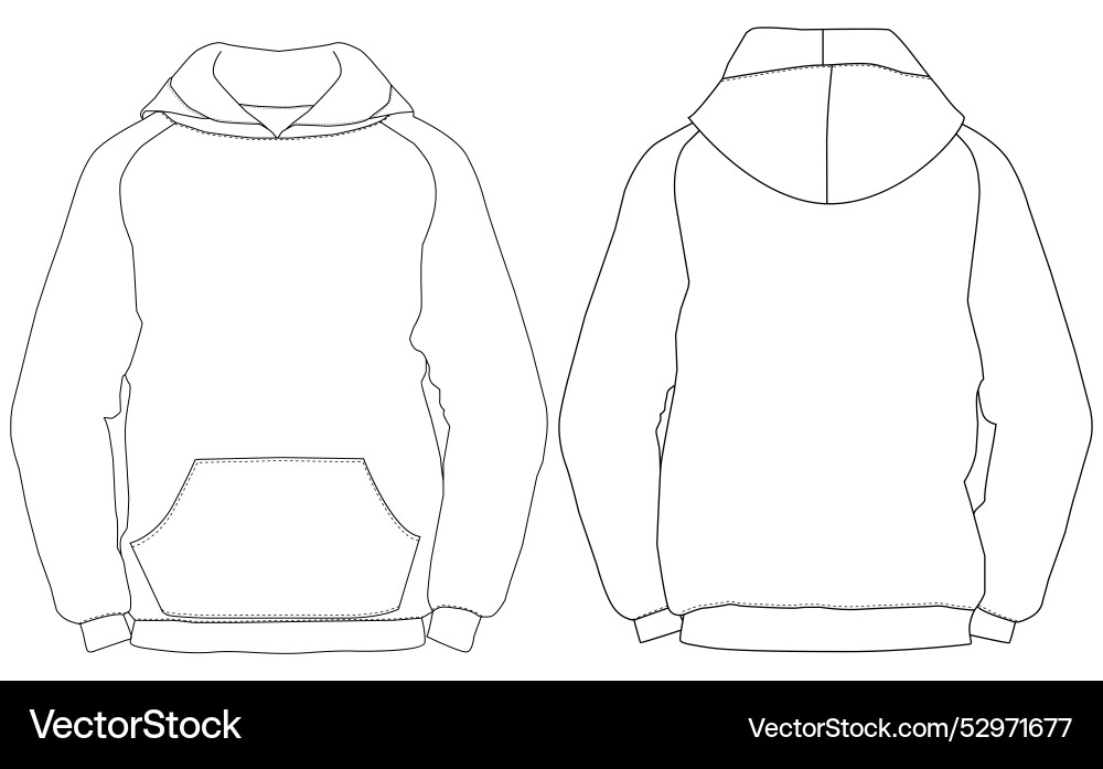 Hoodie sweatshirt technical fashion drawing flat Vector Image
