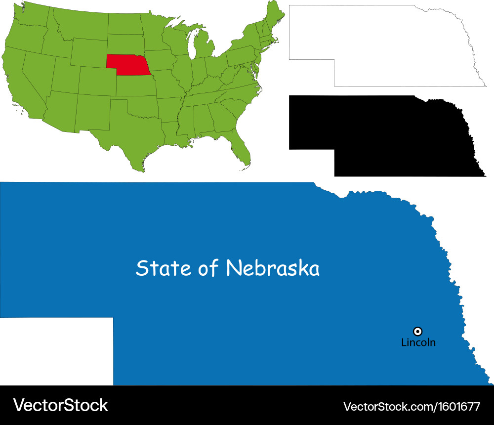 Nebraska map Royalty Free Vector Image - VectorStock