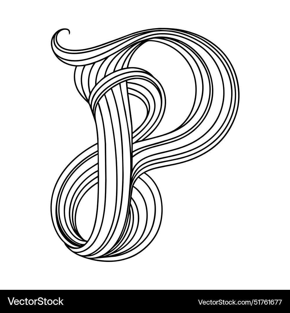 P alphabet continuous line art Royalty Free Vector Image