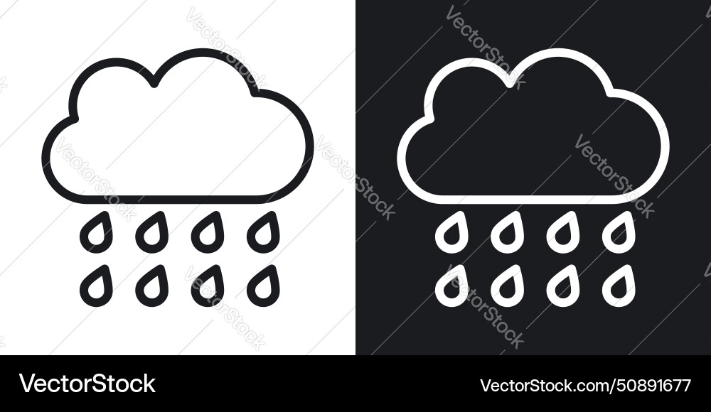 Rainy icon set weather cloud symbol rain Vector Image