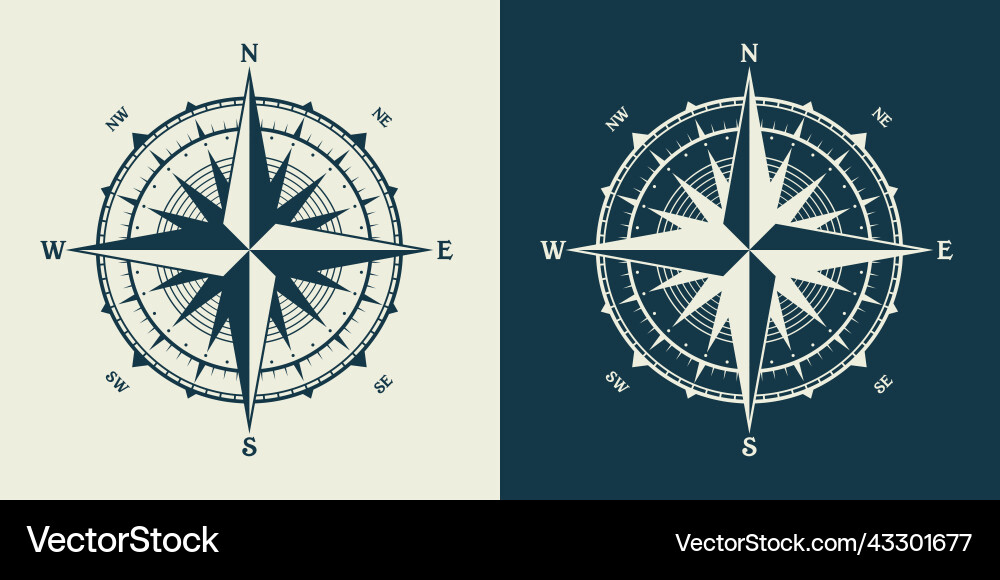 Vintage marine wind rose nautical chart Royalty Free Vector