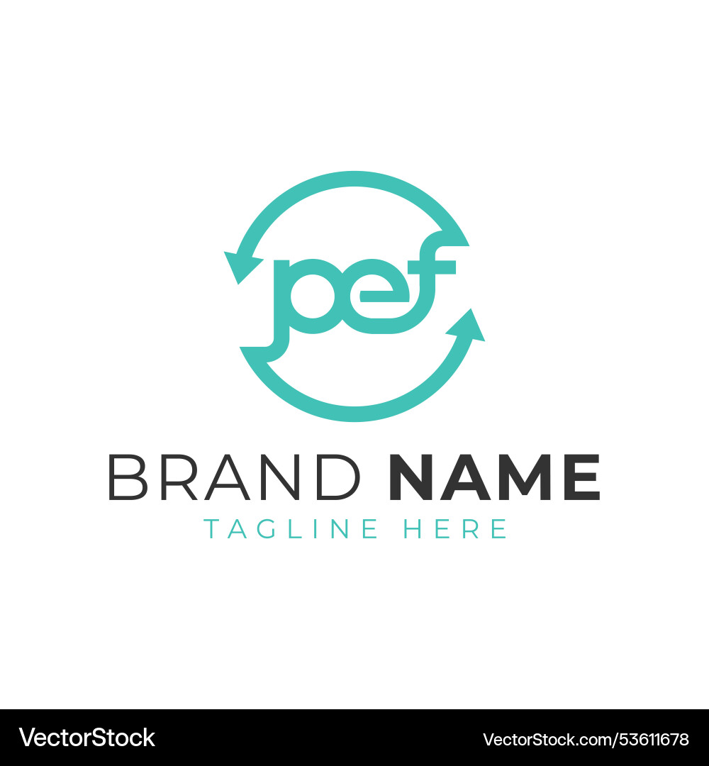 Circle logo with letter pef Royalty Free Vector Image