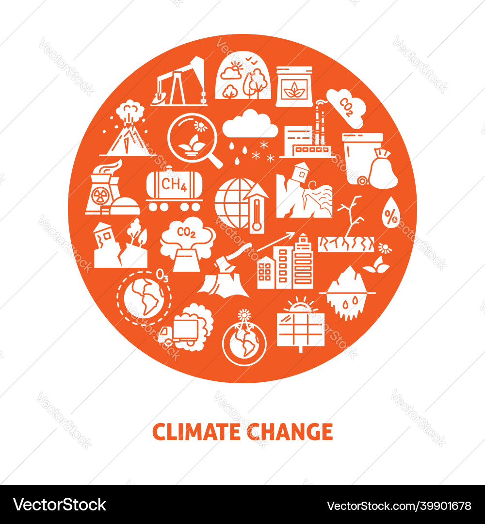 Climate Change Round Banner Royalty Free Vector Image