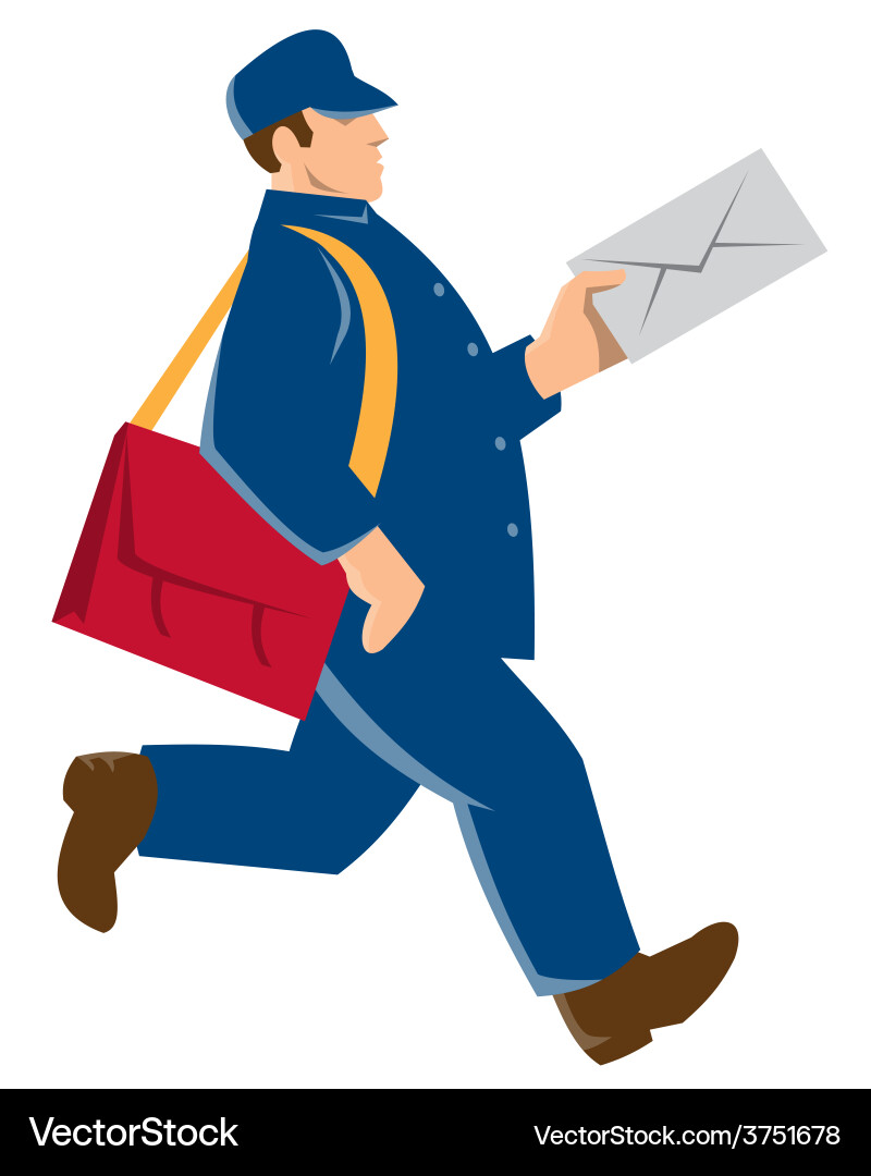 Mailman postal worker delivery man Royalty Free Vector Image