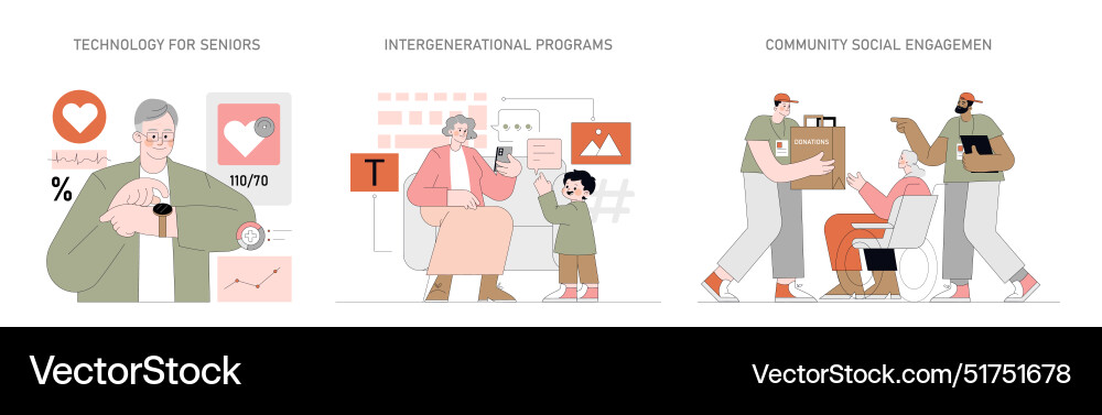 Positive aging flat Royalty Free Vector Image - VectorStock