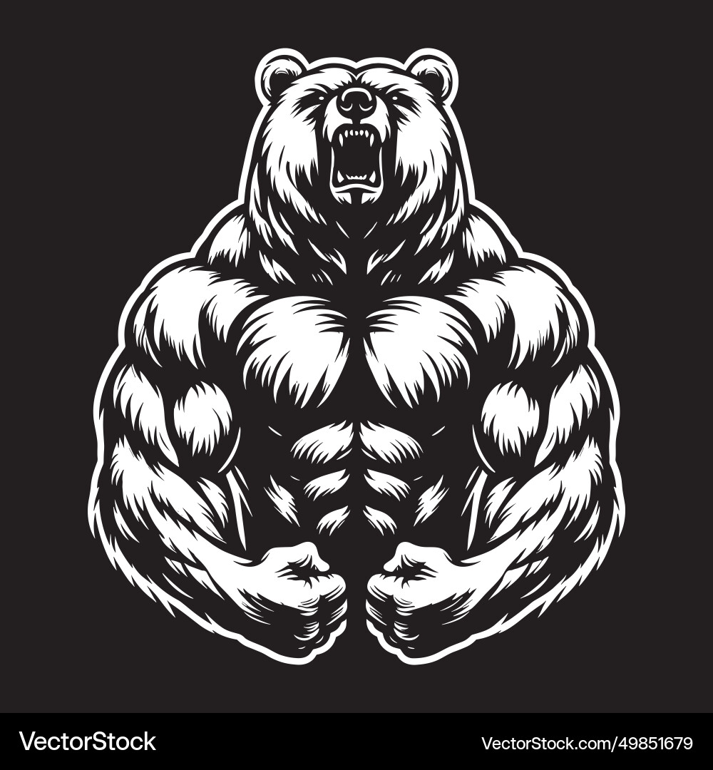 A bear with big muscles in fighting stance Vector Image