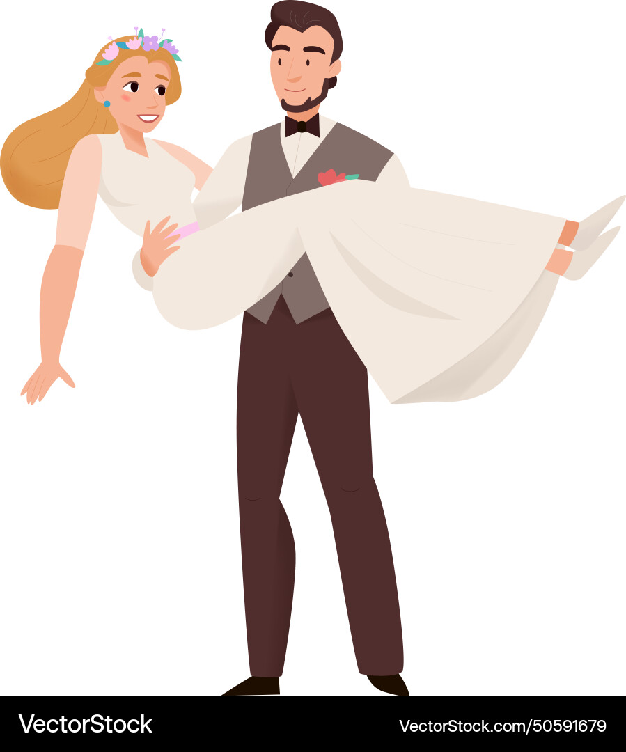 Bride and groom composition Royalty Free Vector Image