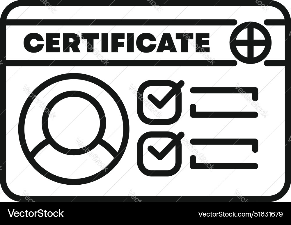 Certificate icon showing completed training and Vector Image