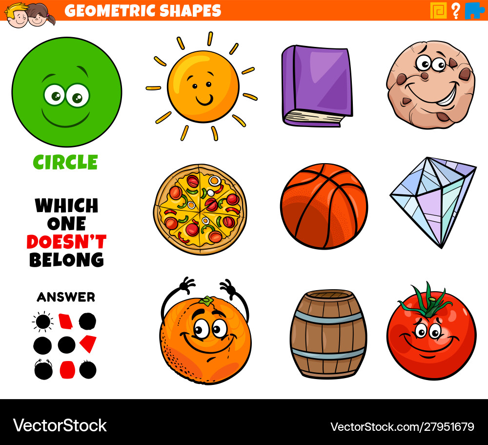 Circle shape educational task for kids Royalty Free Vector