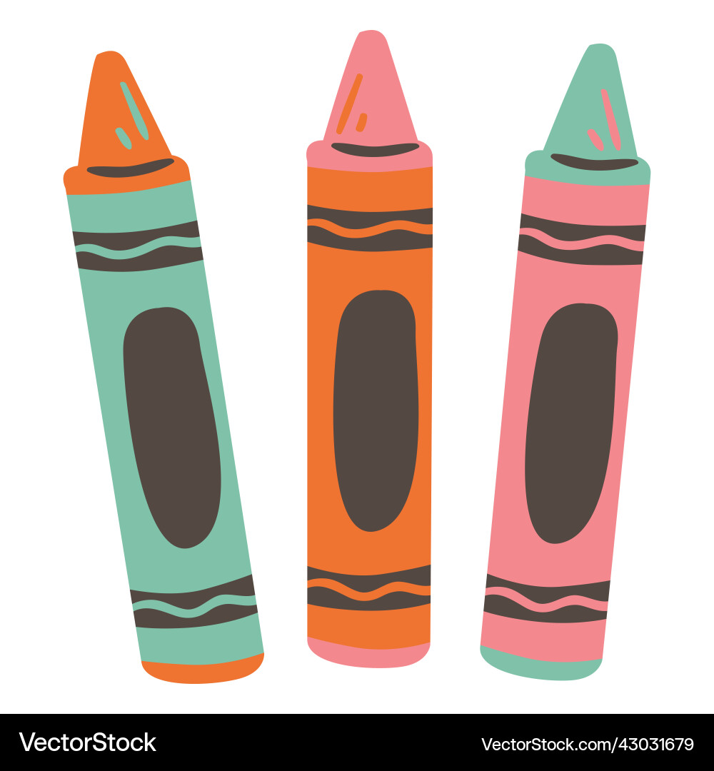 Crayons set semi flat Royalty Free Vector Image