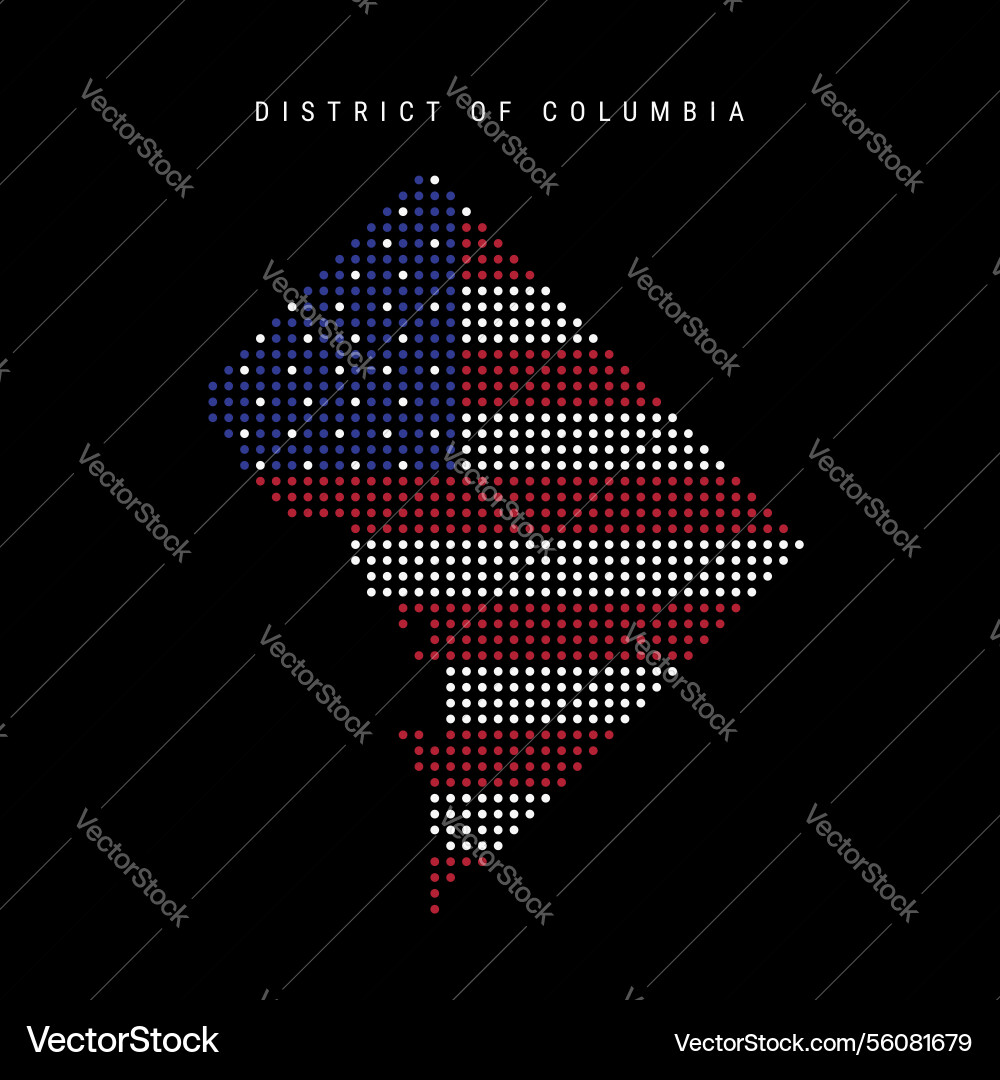 District of columbia dot pixel map flat isolated Vector Image