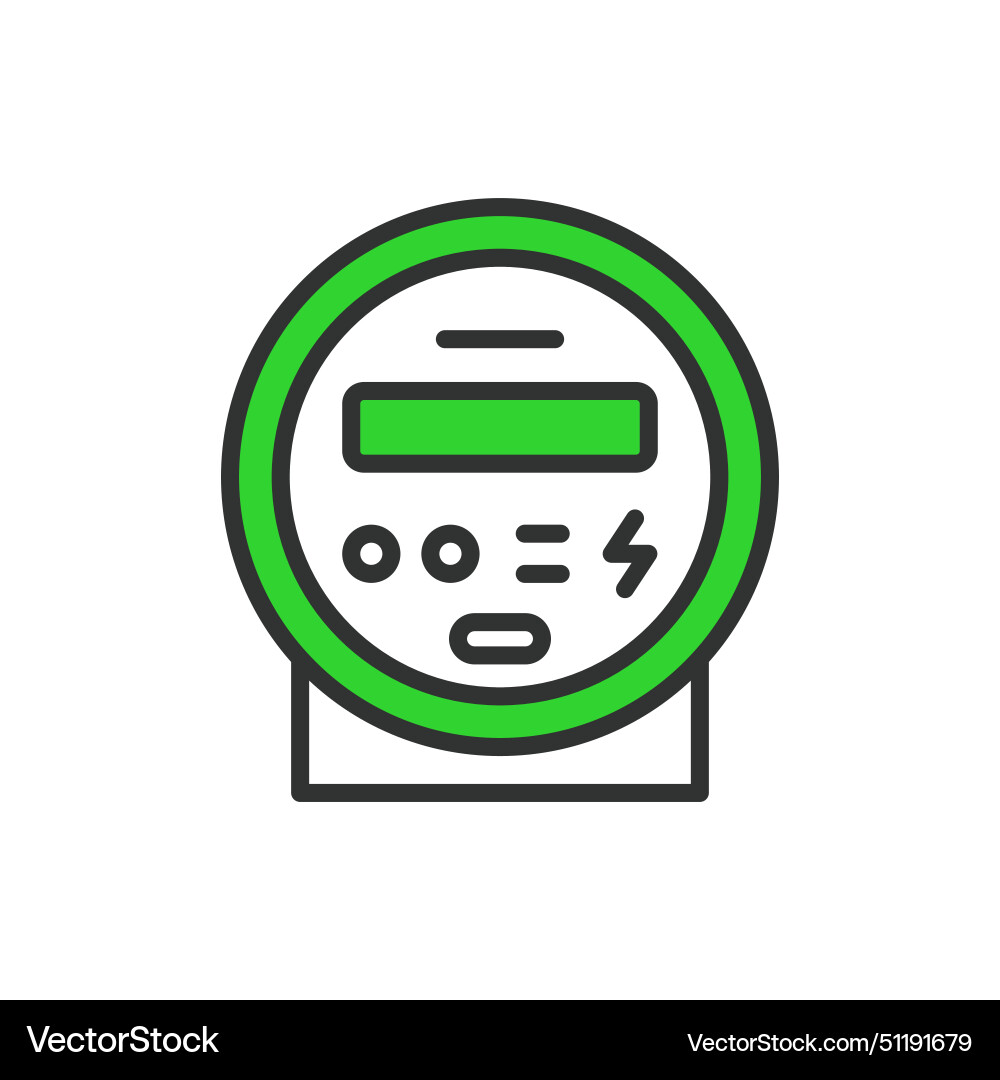 Electric meter in line design green Royalty Free Vector