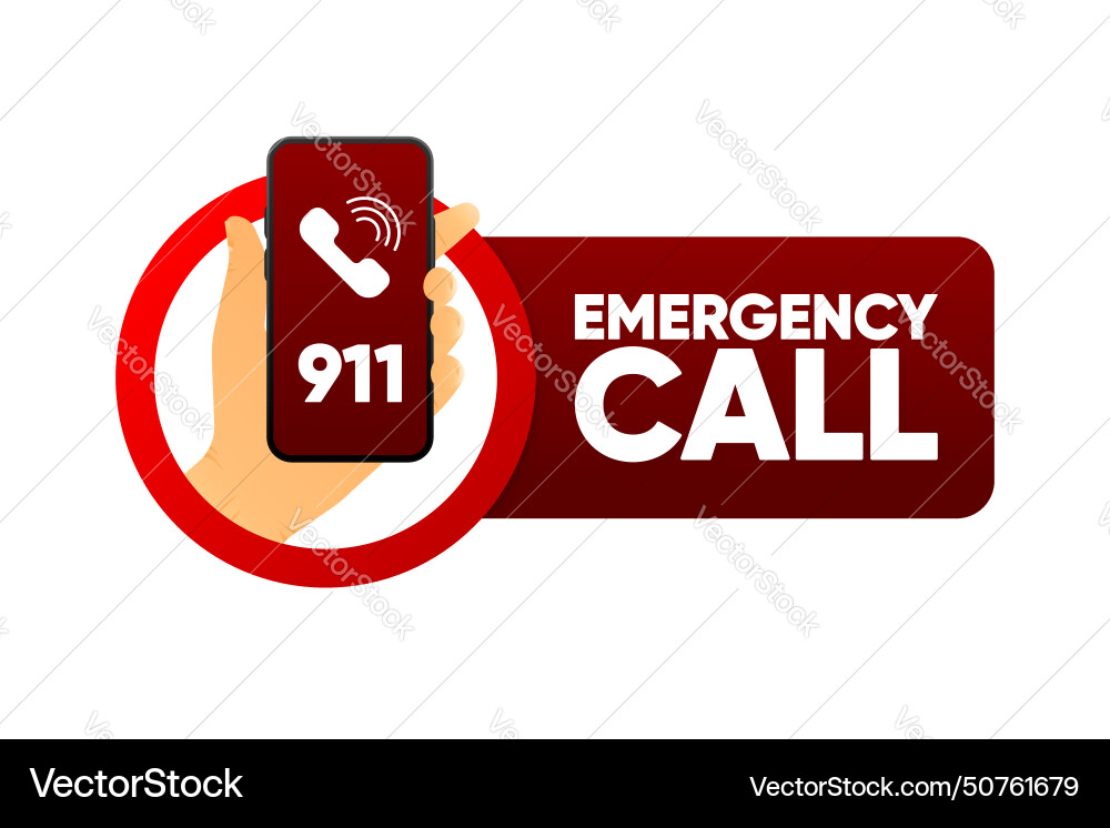 Emergency call label sos 911 Royalty Free Vector Image