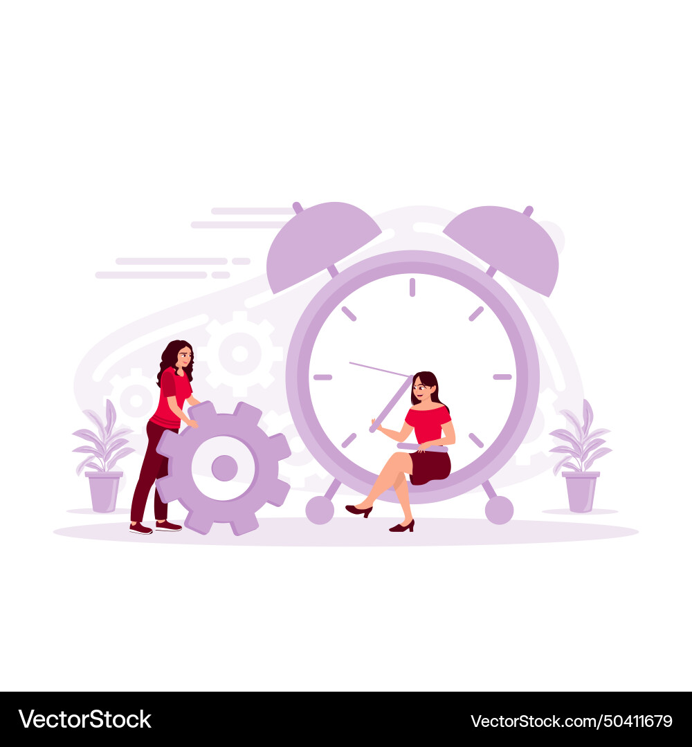Flexible working hours young girl sitting Vector Image