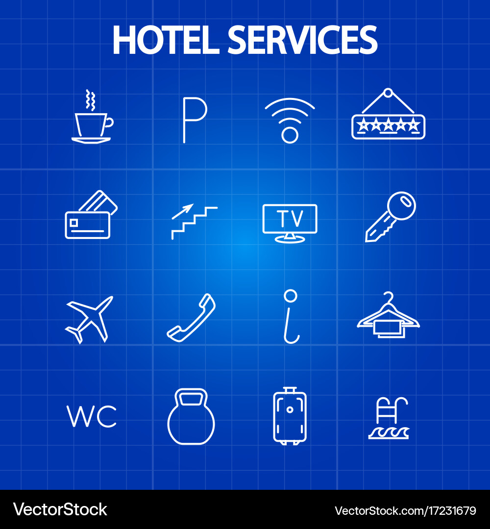 Hotel services thin line icons Royalty Free Vector Image