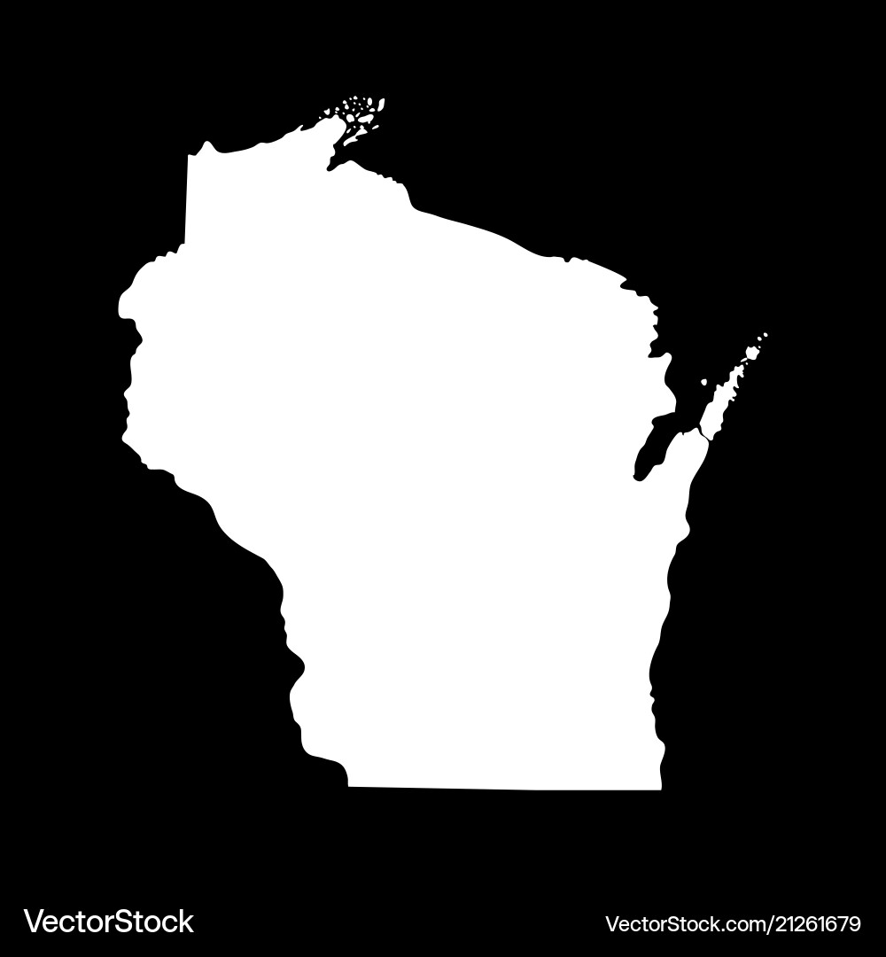 Map of the us state wisconsin Royalty Free Vector Image