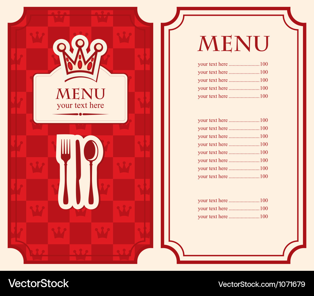 Menu price Royalty Free Vector Image - VectorStock