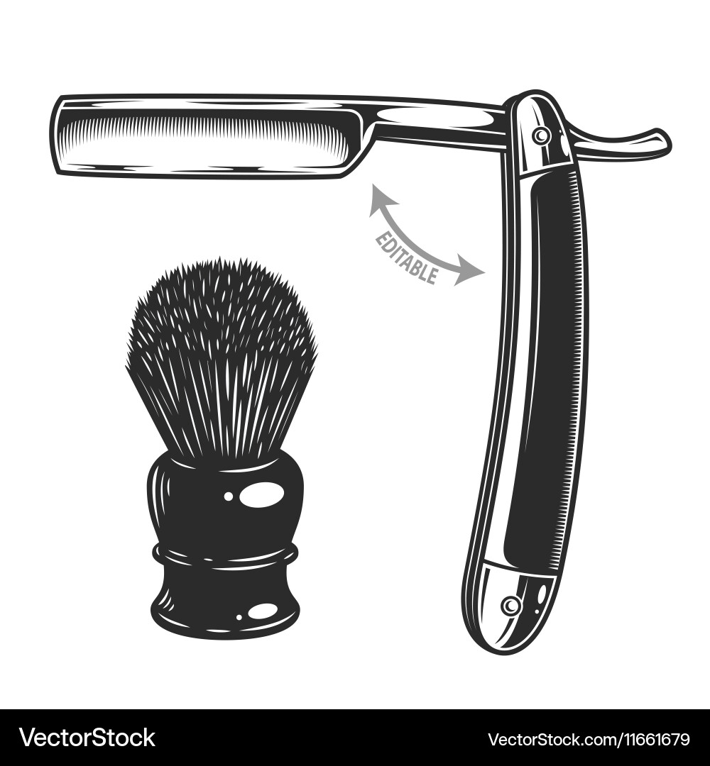 Monochrome of straight razor Royalty Free Vector Image