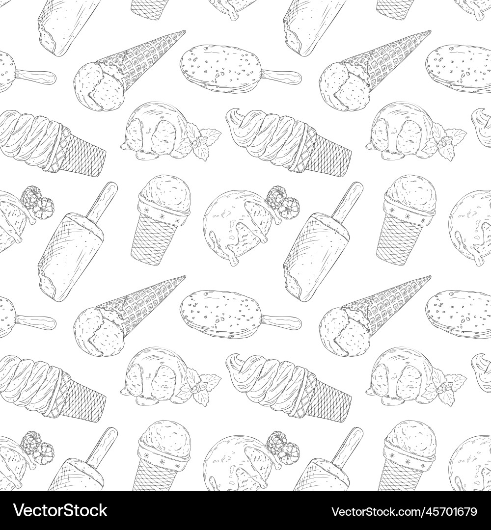 Seamless pattern with hand drawn outline Vector Image