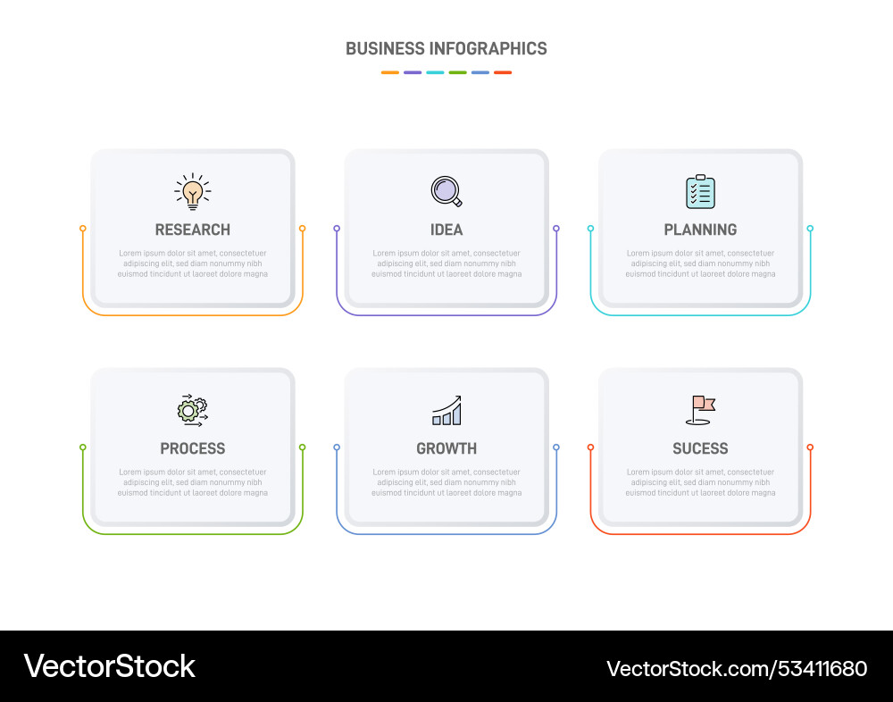 6 clean infographic design shaped elements Vector Image