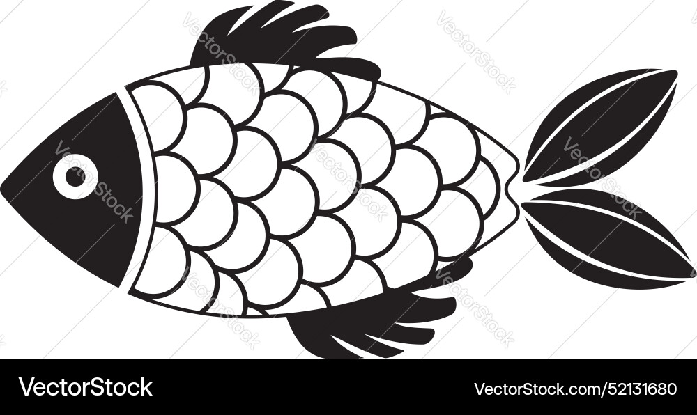 Black and white decorative fish Royalty Free Vector Image