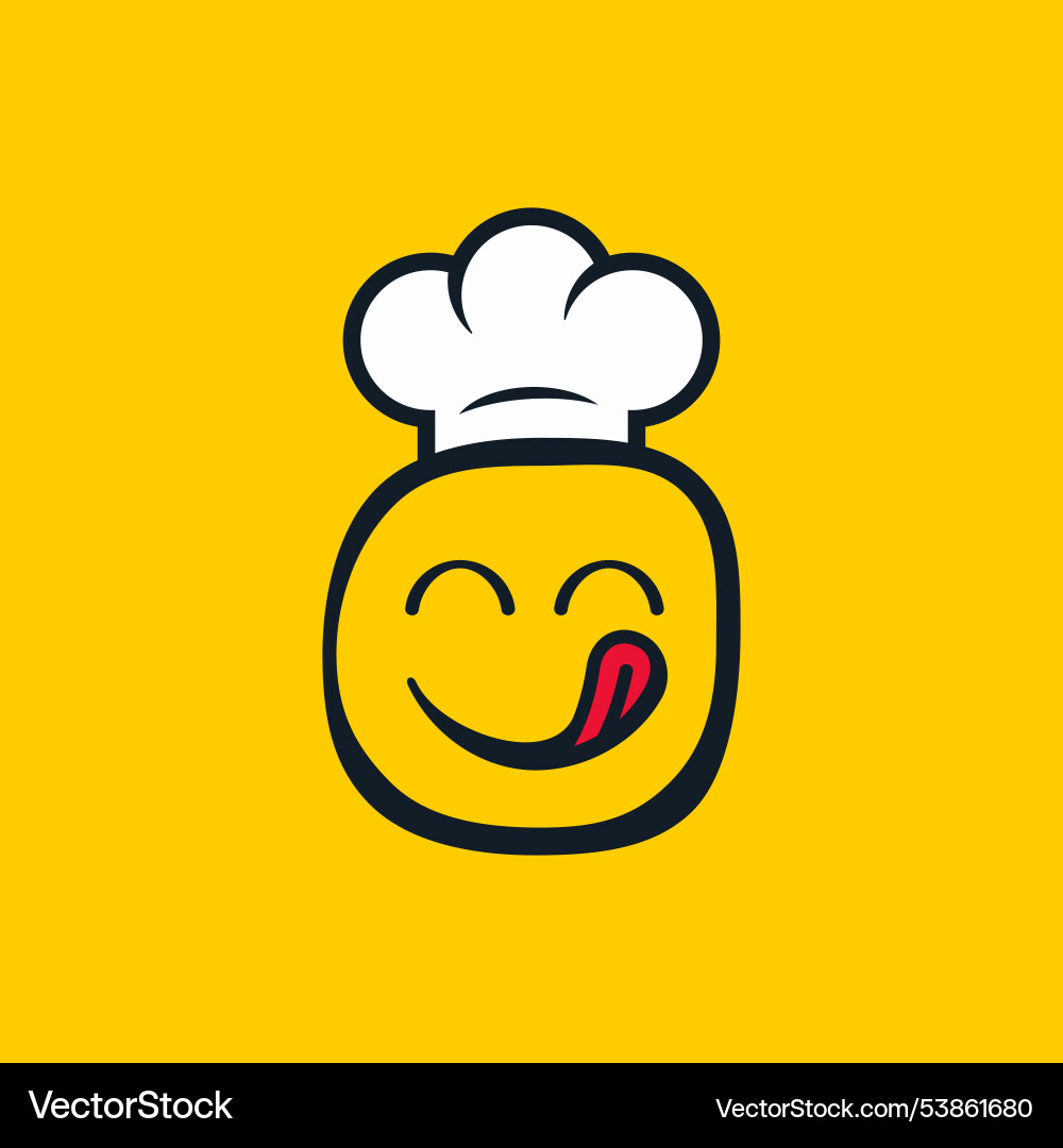 Chef character logo with delicious emoticon face Vector Image