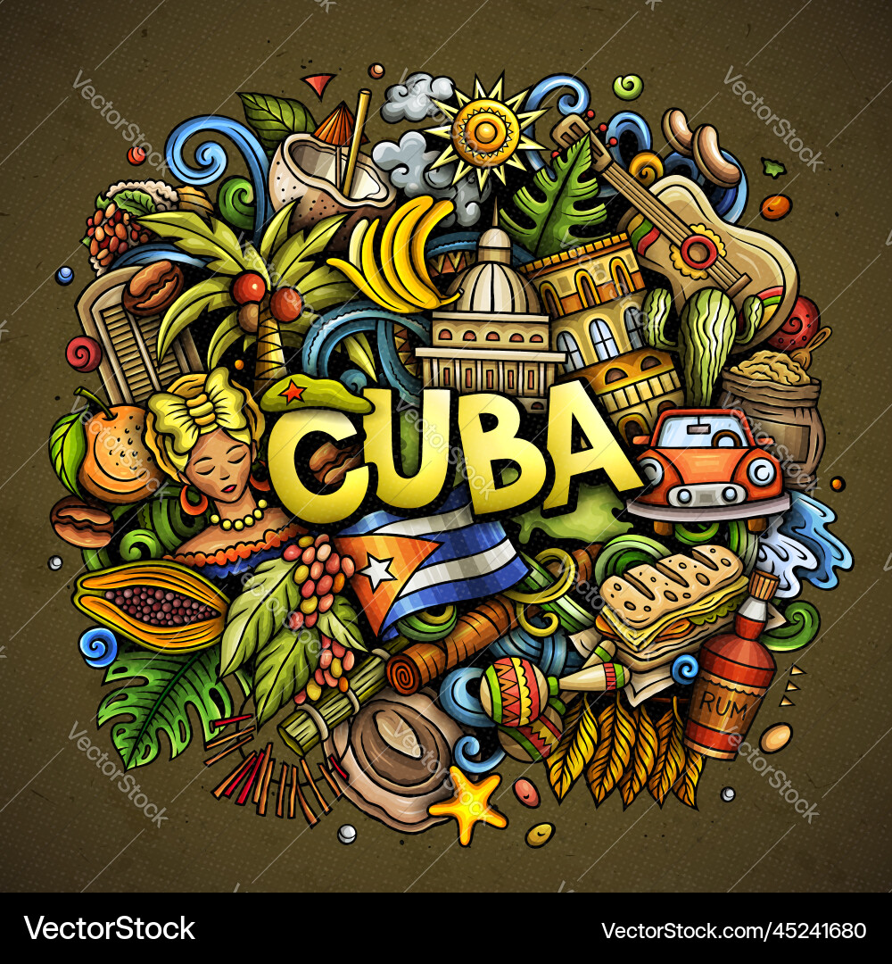 Cuba cartoon doodle funny cuban Royalty Free Vector Image