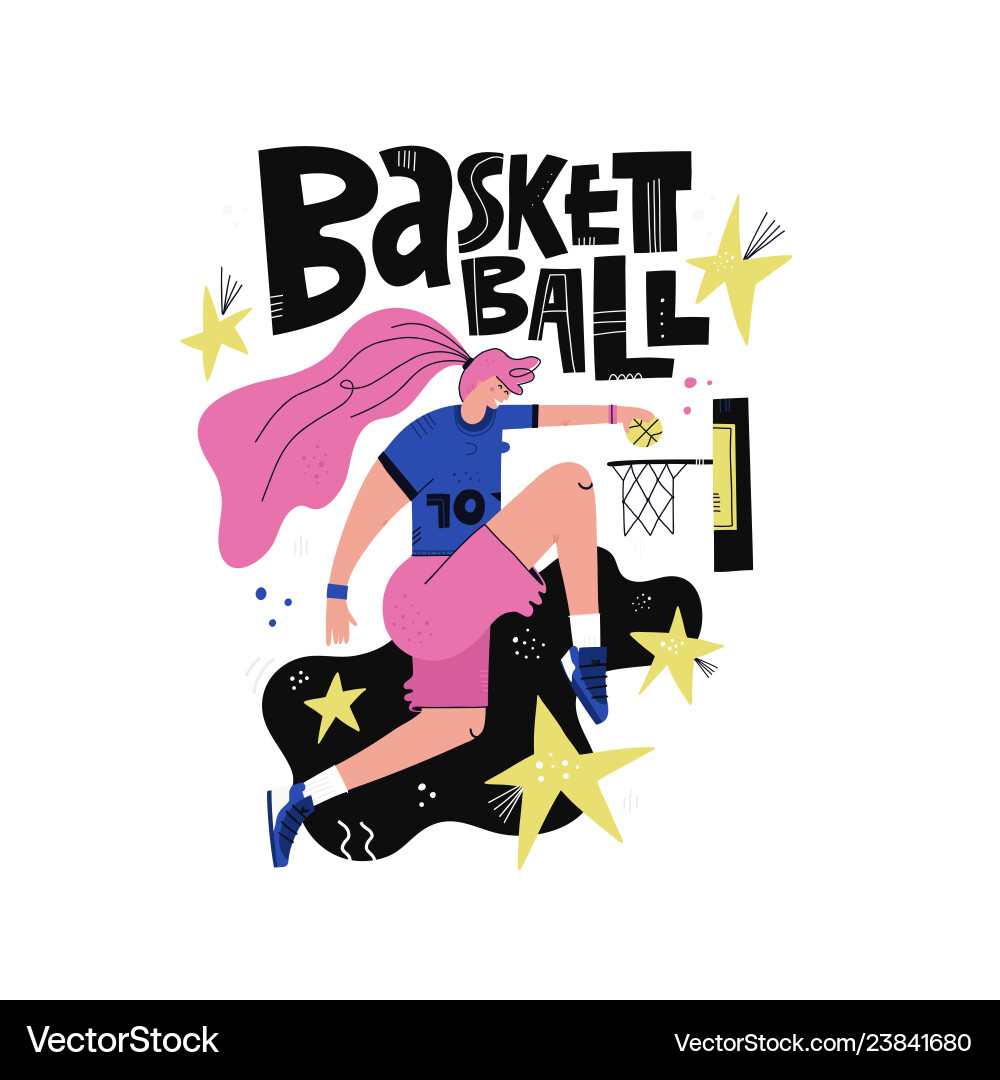 Female basketball player flat Royalty Free Vector Image
