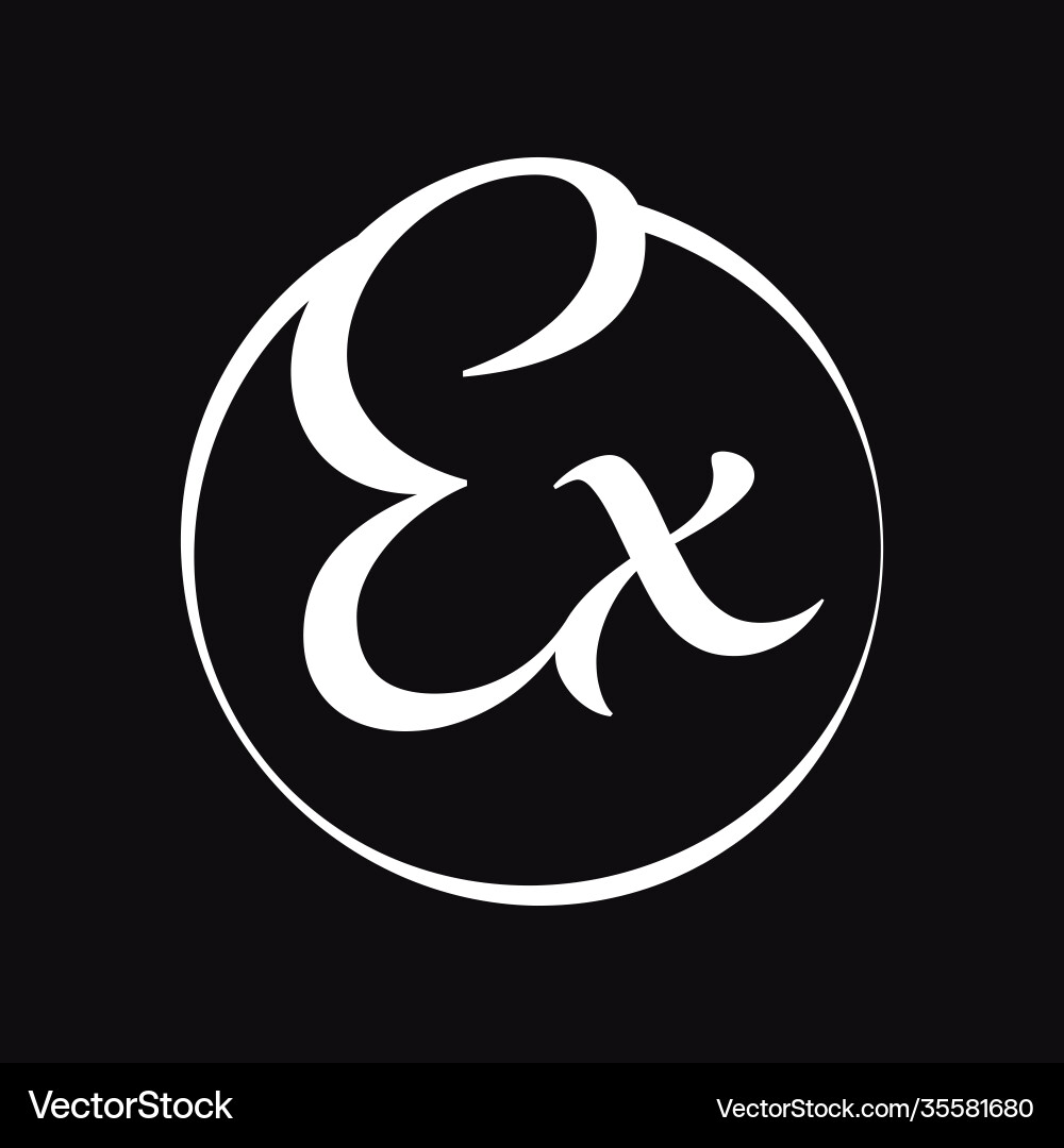 Initial ex script letter type logo design Vector Image
