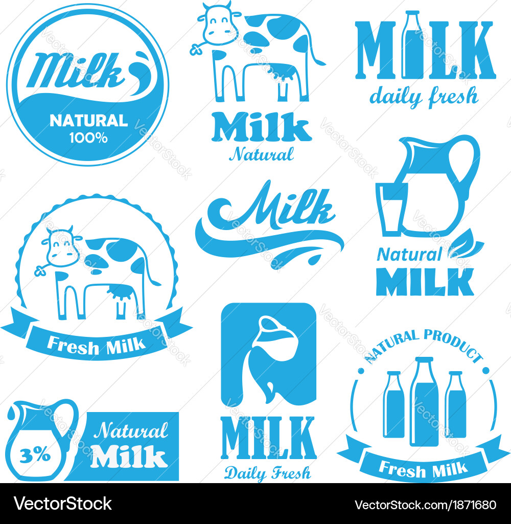 Milk labels Royalty Free Vector Image - VectorStock