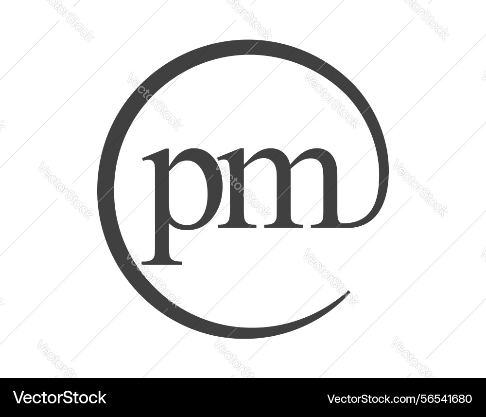 Pm logo from two letter with circle shape email Vector Image