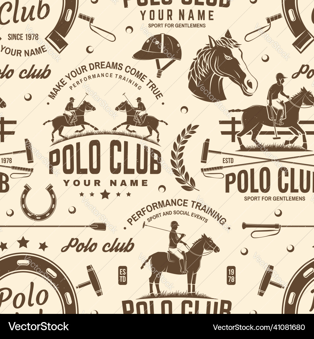 Polo sport club seamless pattern Royalty Free Vector Image