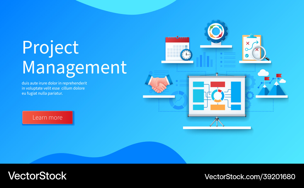 Project management banner projector screen Vector Image