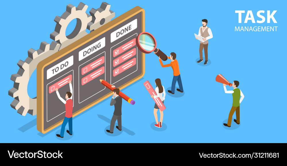 3d isometric flat concept task Royalty Free Vector Image
