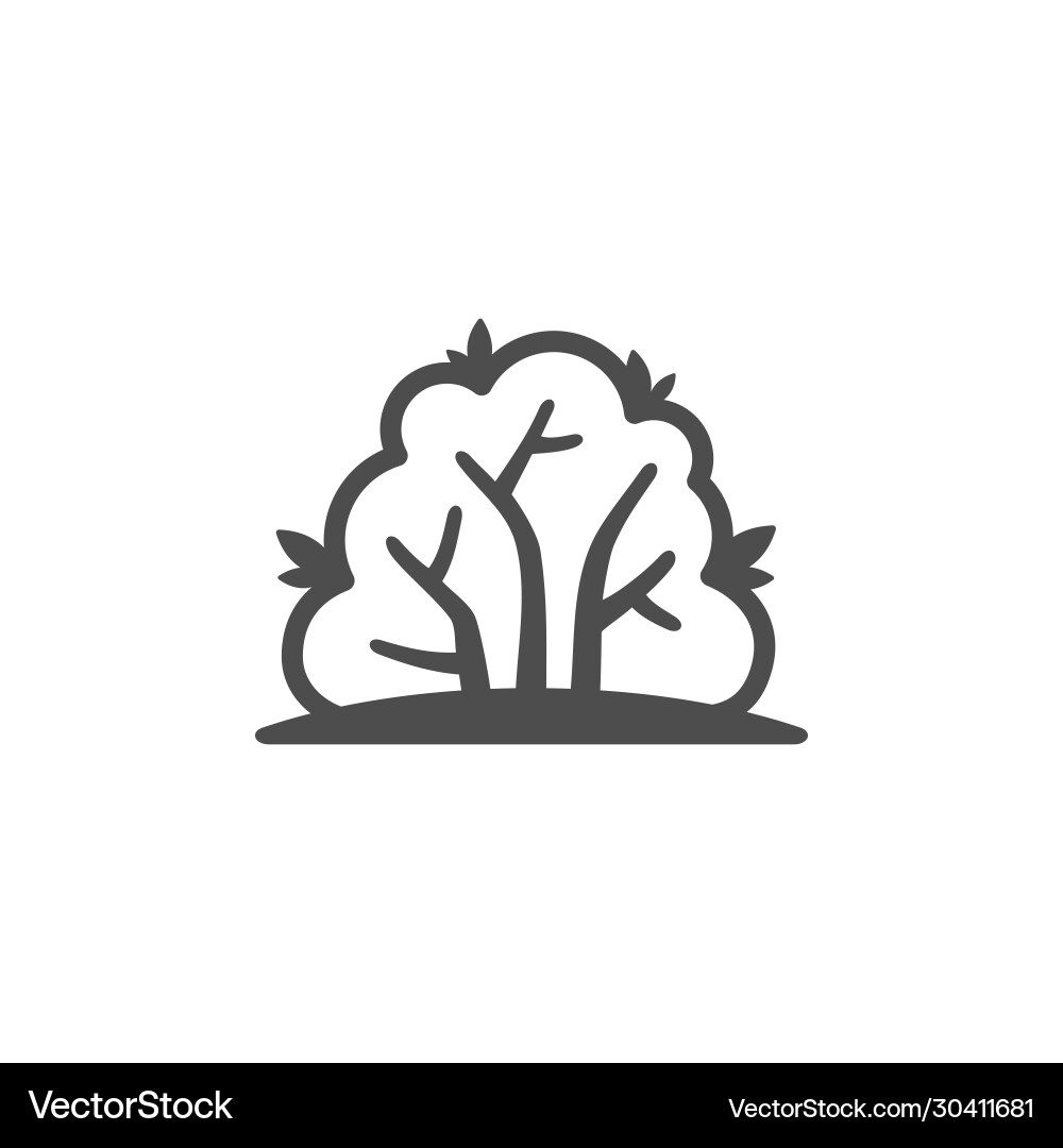 Bush outline icon nature simple Royalty Free Vector Image