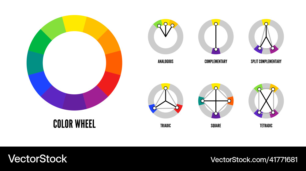 Color Wheel Guide - 12 Colors Royalty Free Vector Image
