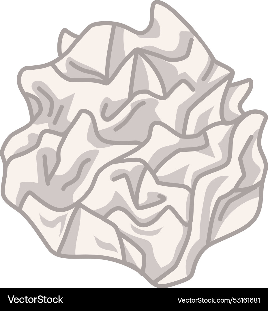 Crumpled paper ball doodle drawing icon Royalty Free Vector