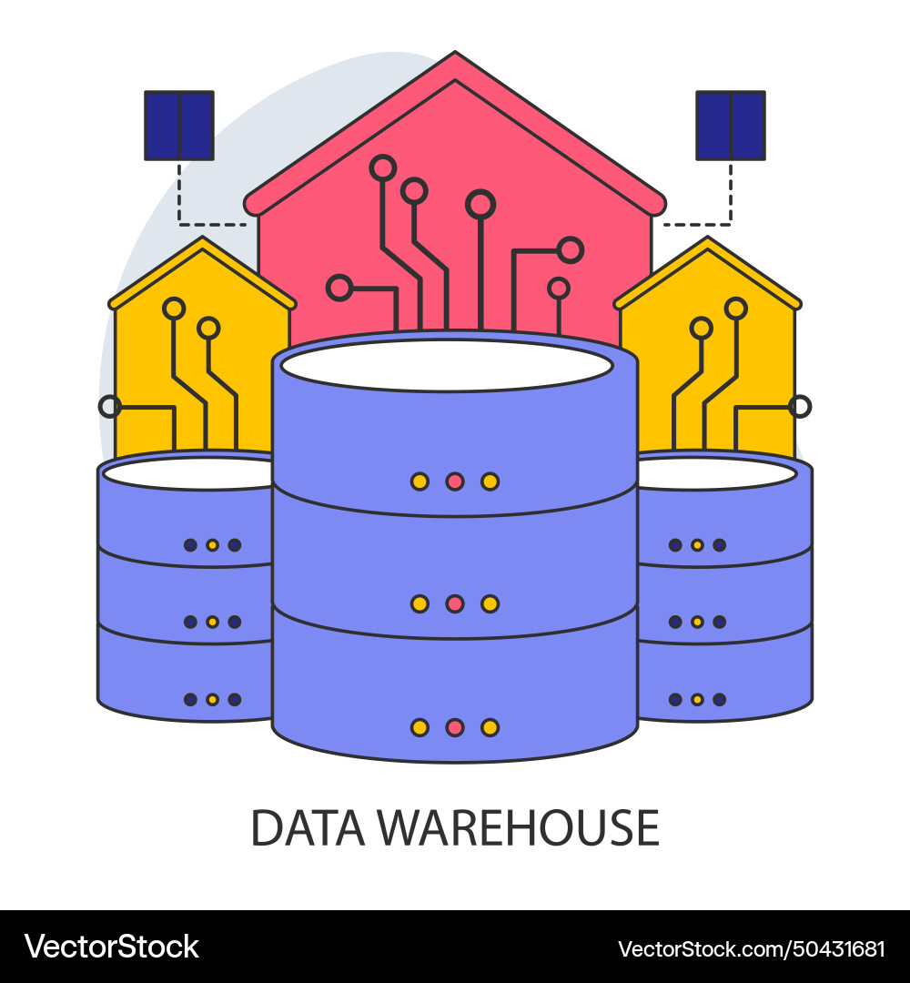 Data warehouse centralized storage systems Vector Image
