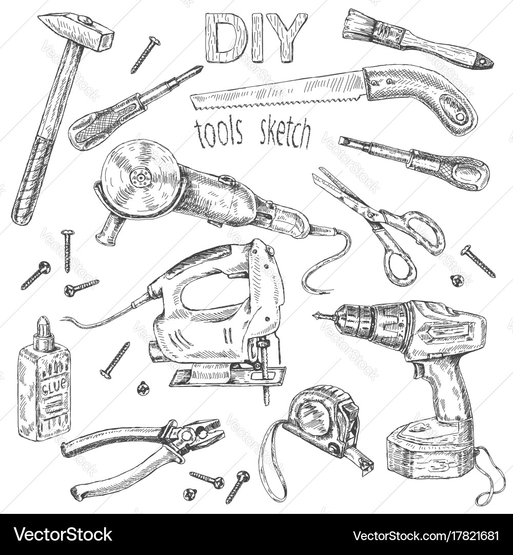 Diy tools set Royalty Free Vector Image - VectorStock